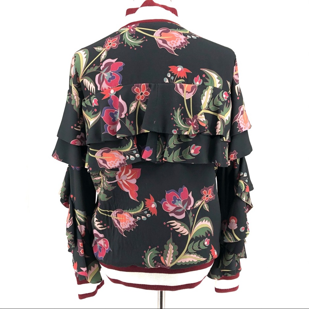 Pat Bo Black Fiesta Ruffle Sleeve Bomber Jacket - Gem